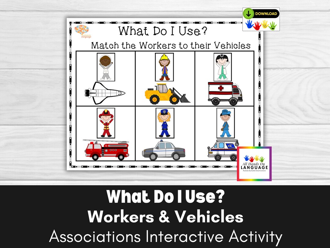 Community Helpers & Vehicles Matching Activity (printable PDF) - Etsy