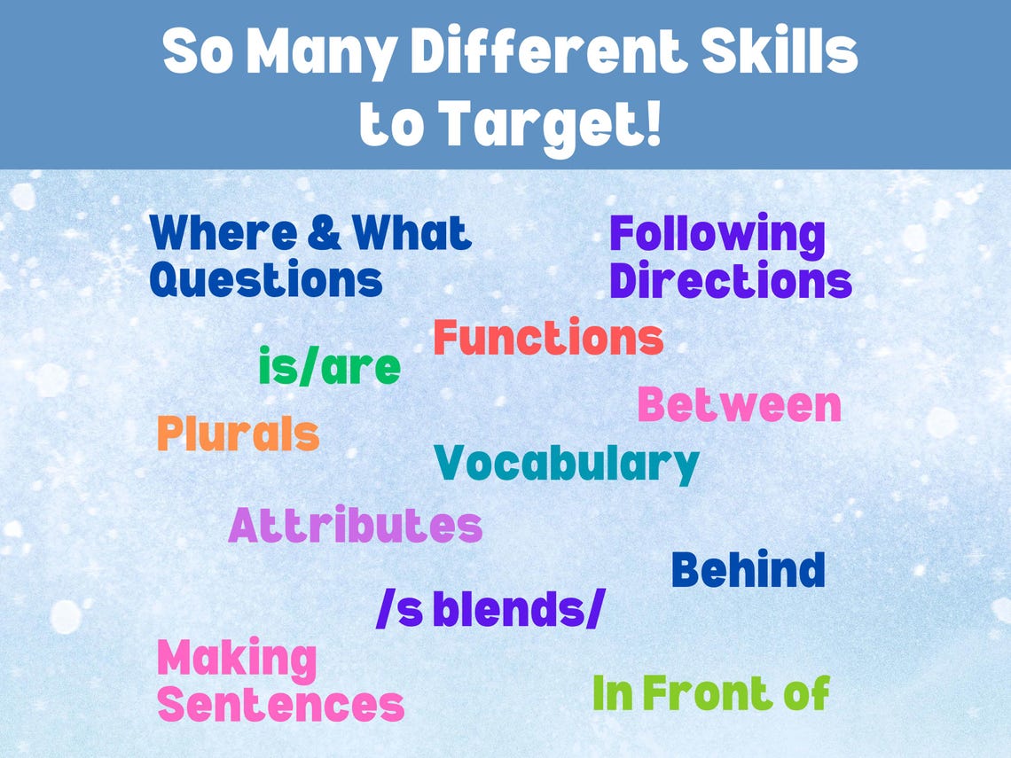 Winter Language Activity Set: Vocabulary, Prepositions, Sentences, WH ...