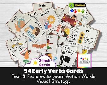 Early Verbs Flash Cards: Autism & Speech Therapy Materials (PDF ...
