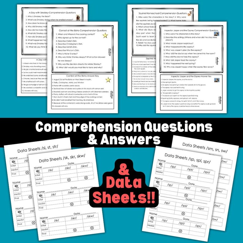 Articulation Stories: S Blends Speech Therapy, Comprehension (PDF ...
