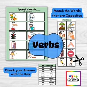 Set of 4 Interactive Antonym Matching Activity Sheets, 10 Opposite ...