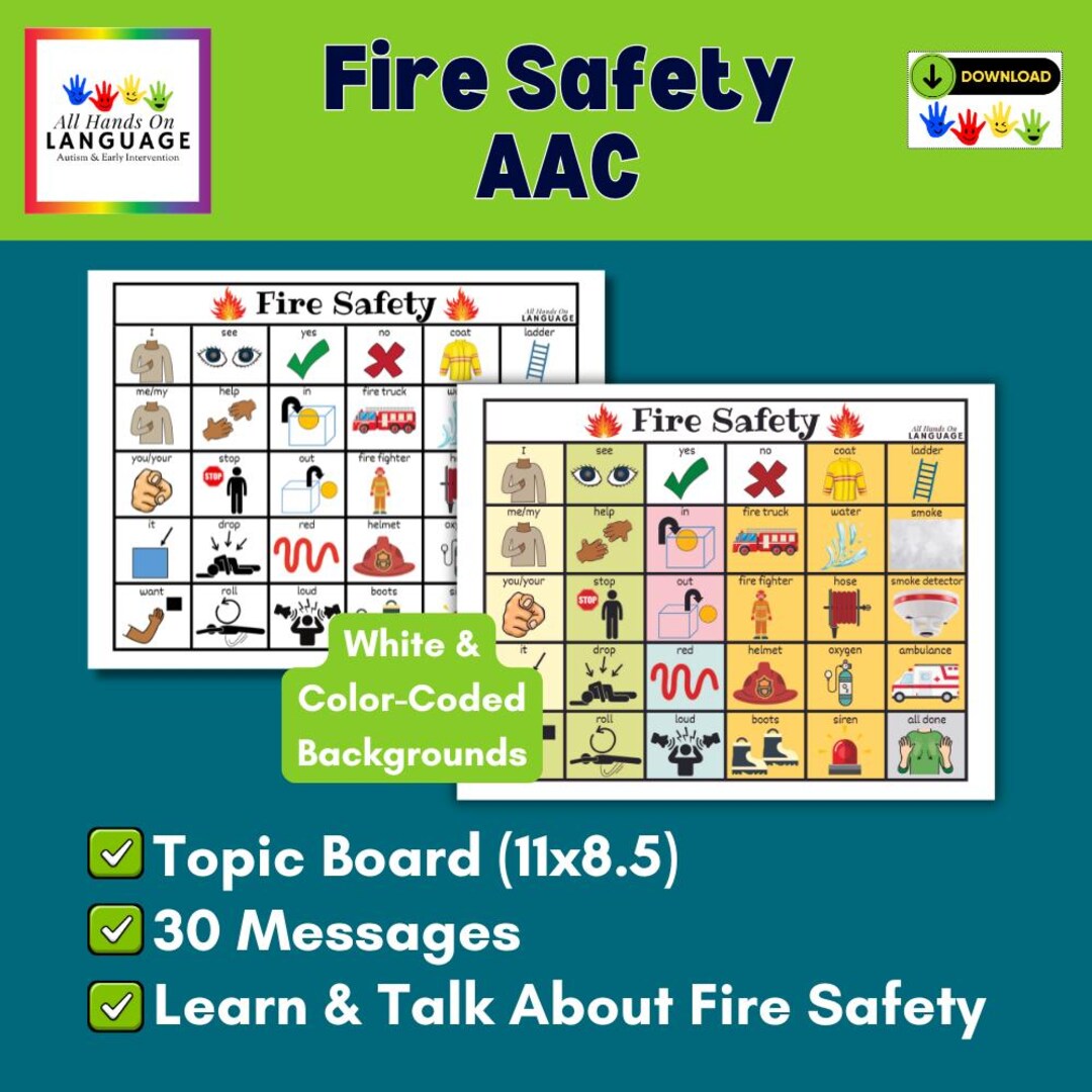 Fire Safety Communication Board: AAC, Non Verbal Teaching (PDF ...