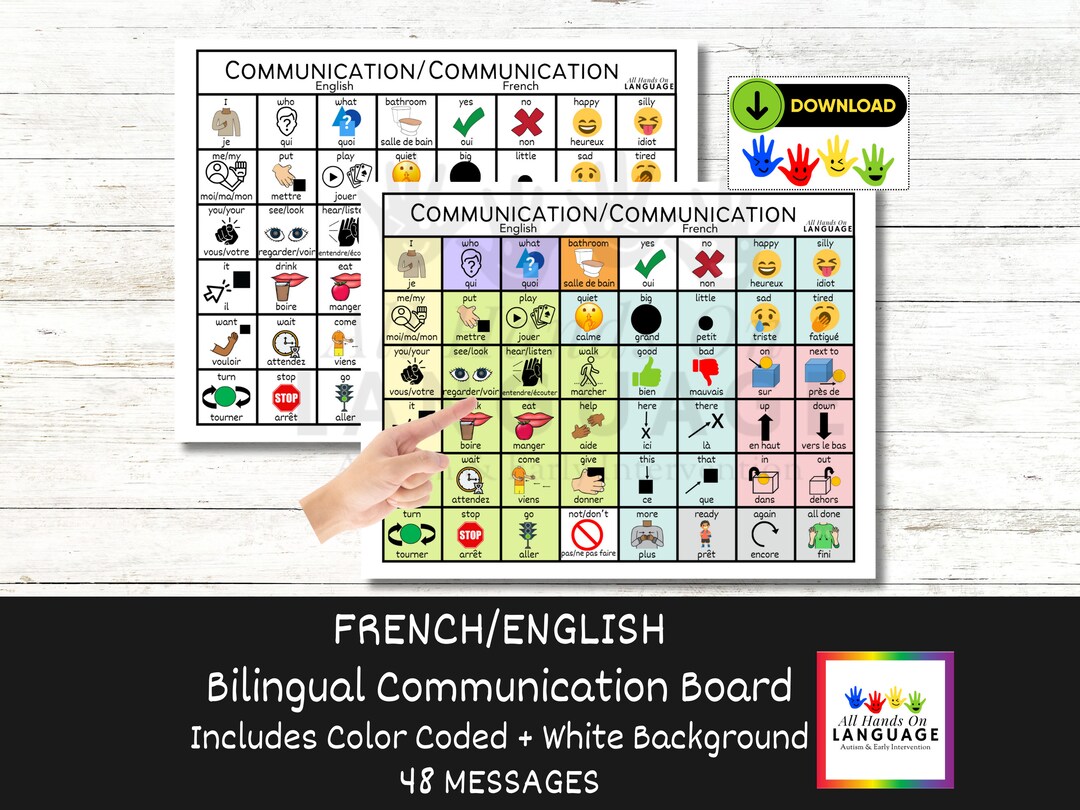 Bilingual French English Communication Board 48 - Etsy Canada