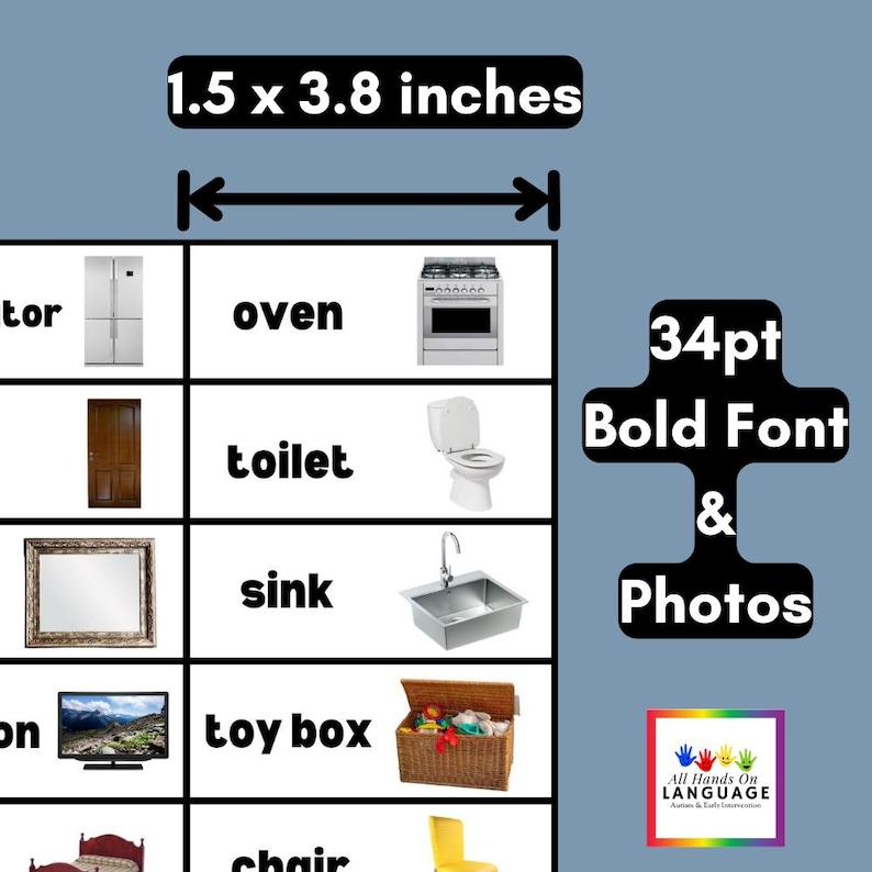 Household Labels: Vocabulary & Spelling for Autism, ESOL, Memory Care ...