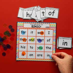 Fry's Sight Words 1-20 Bingo Game, 6 Bingo Cards, 20 Word Calling Cards ...