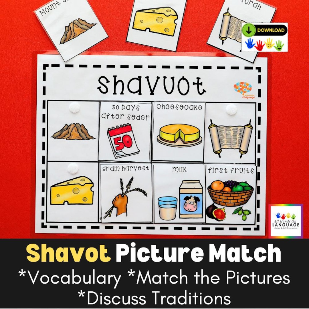 Shavuot Matching Game: Jewish Holiday Vocabulary (PDF Printable) - Etsy