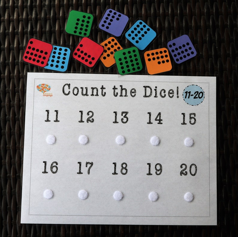 Dice Numbers 11-20 Count and Match Activity Autism Toddler | Etsy Dice Numbers 11-20 Count and Match Activity Autism Toddler | Etsy