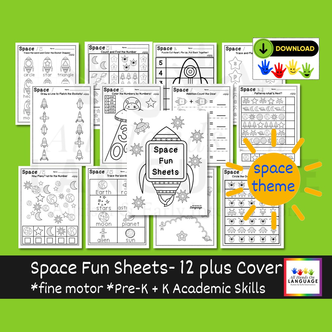 Space Themed Preschool Kindergarten Skills Worksheets With Letters ...