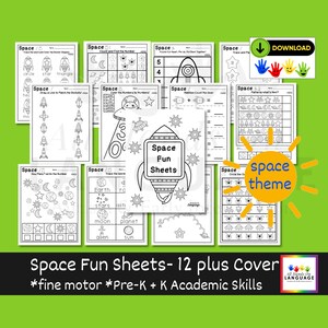 Space Themed Preschool Kindergarten Skills Worksheets With Letters ...