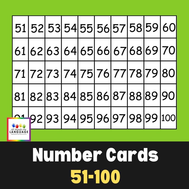Actividad de emparejamiento de los números del 51 al 100: Juego de ...