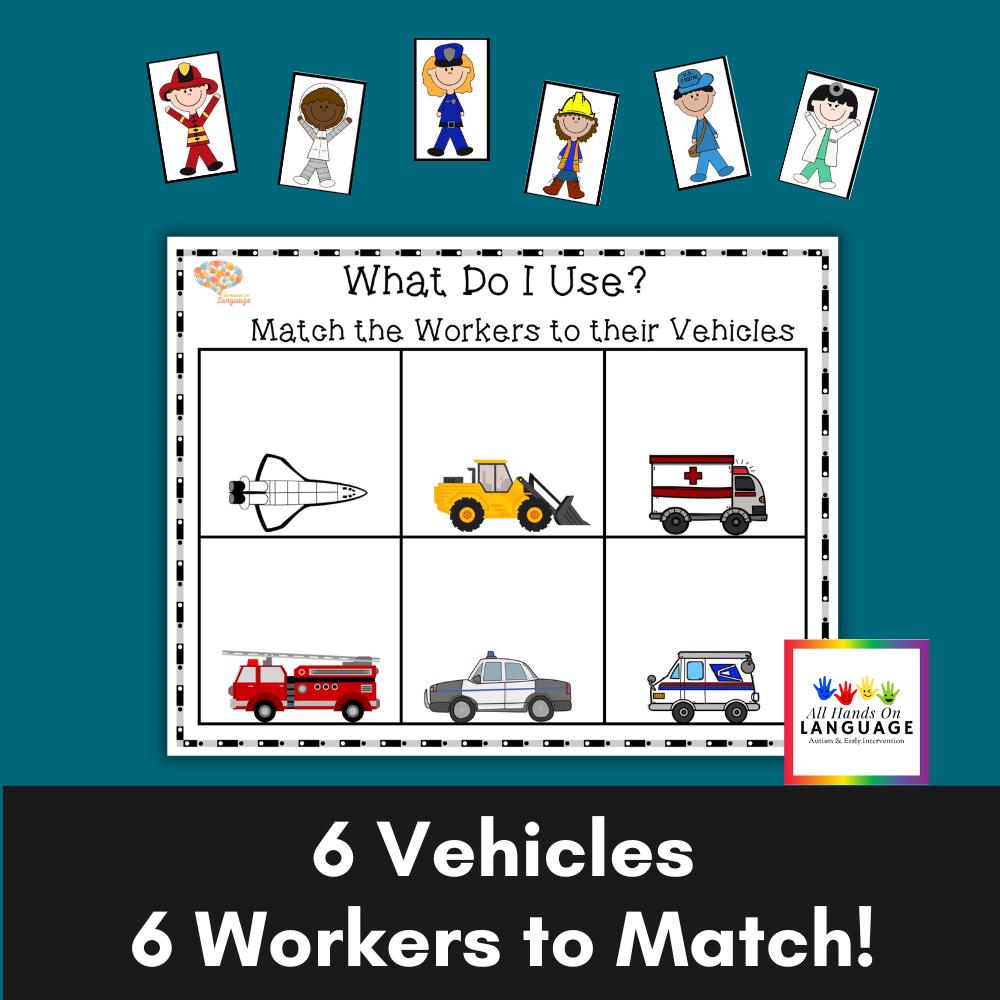 Community Helpers & Vehicles Matching Activity (printable PDF) - Etsy