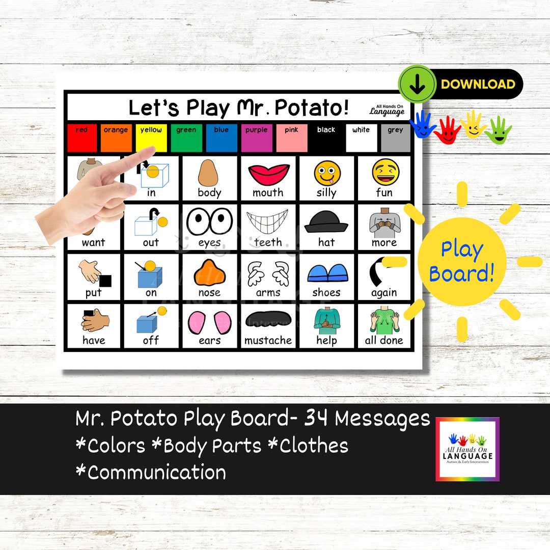 Mr Potato Activity Communication Board, Language, AAC, ASD, Non Verbal ...