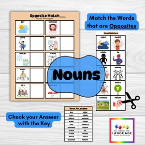 Set of 4 Interactive Antonym Matching Activity Sheets, 10 Opposite ...