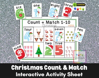 Numbers 1-10 Christmas Worksheets - Toddler Preschool Printable (PDF ...