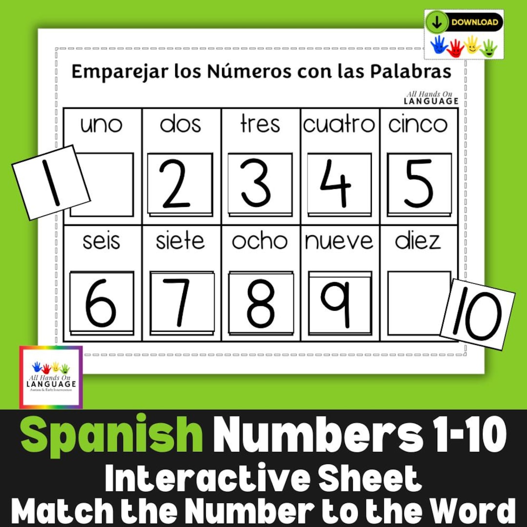 Spanish Numbers 1-10 Activity: Match Number to Word (PDF Printable) - Etsy