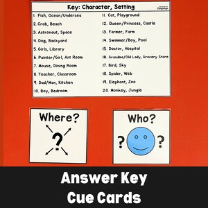 Character & Setting Flashcards: Who and Where Questions With Answer ...