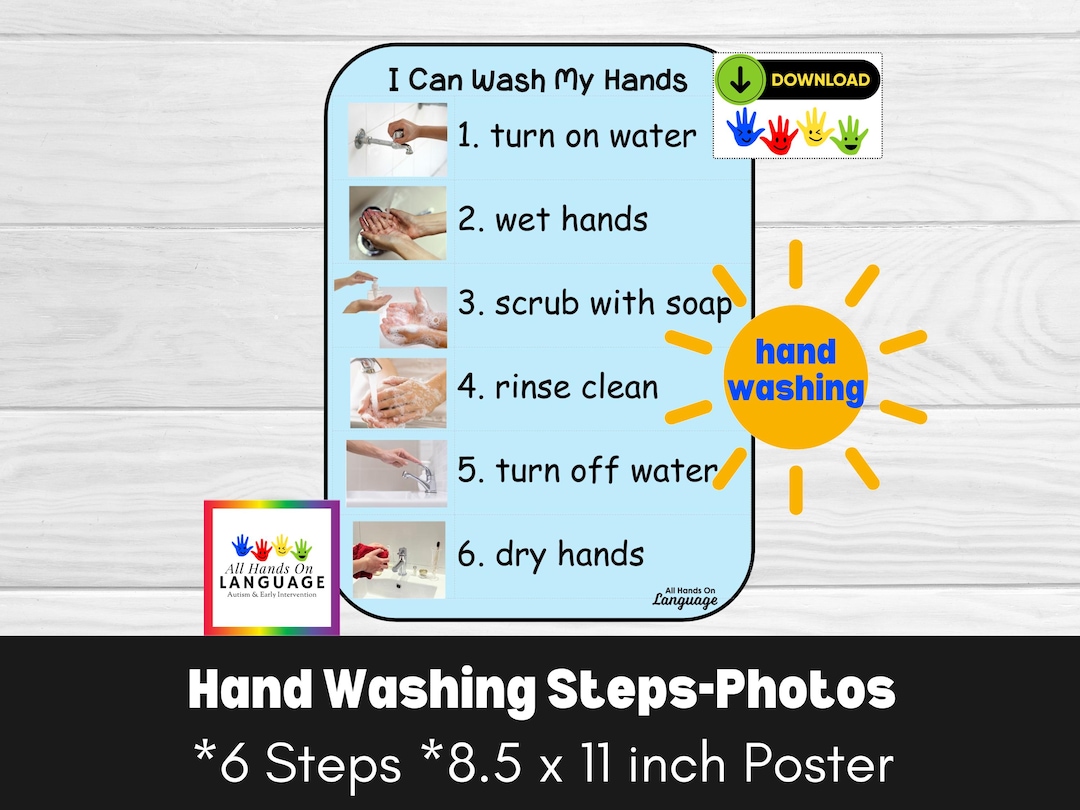 Hand Washing Sequence Chart: Real Photo Visuals (PDF Printable) - Etsy