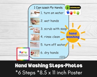 Hand Washing Sequence Chart With Real Photos, I Can Wash My Hands, 5 ...
