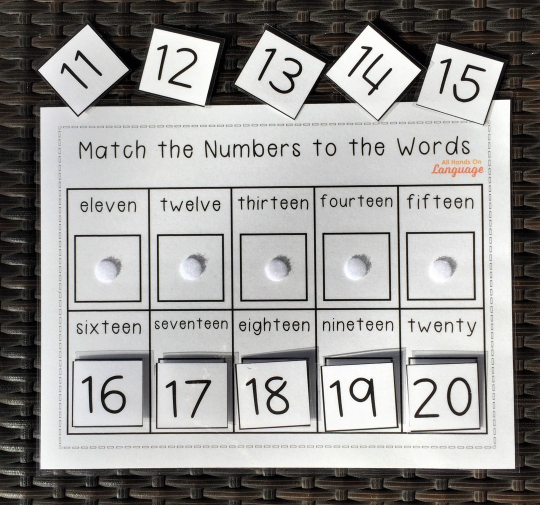 Buy Numbers 11-20 Match the Number to the Word Activity, Reduced Visual ...