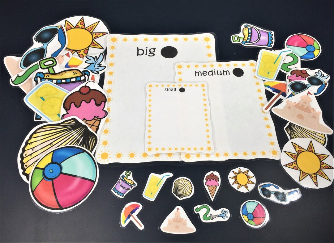 Big Medium and Small Sorting Set, Summer Themed, Sort the Summer ...