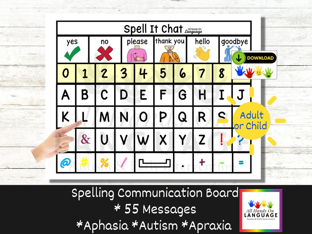 Spell It Chat Communication Board 55 With Alphabet, Numerals, Symbols ...