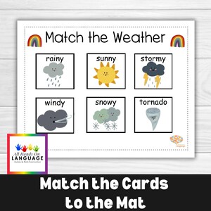Weather Matching Activity for Kids, 6 Types of Labeled Weather Cards ...