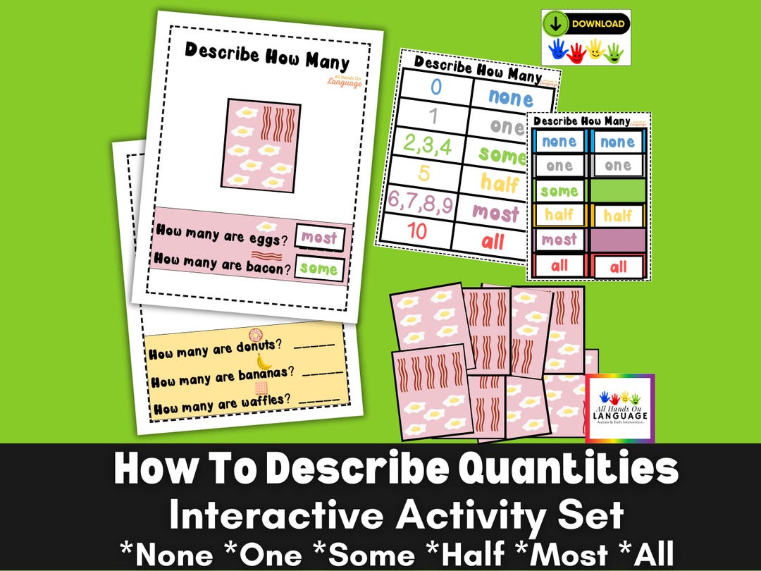 Quantitative Concepts Activity Set: Speech Therapy, Autism (PDF ...