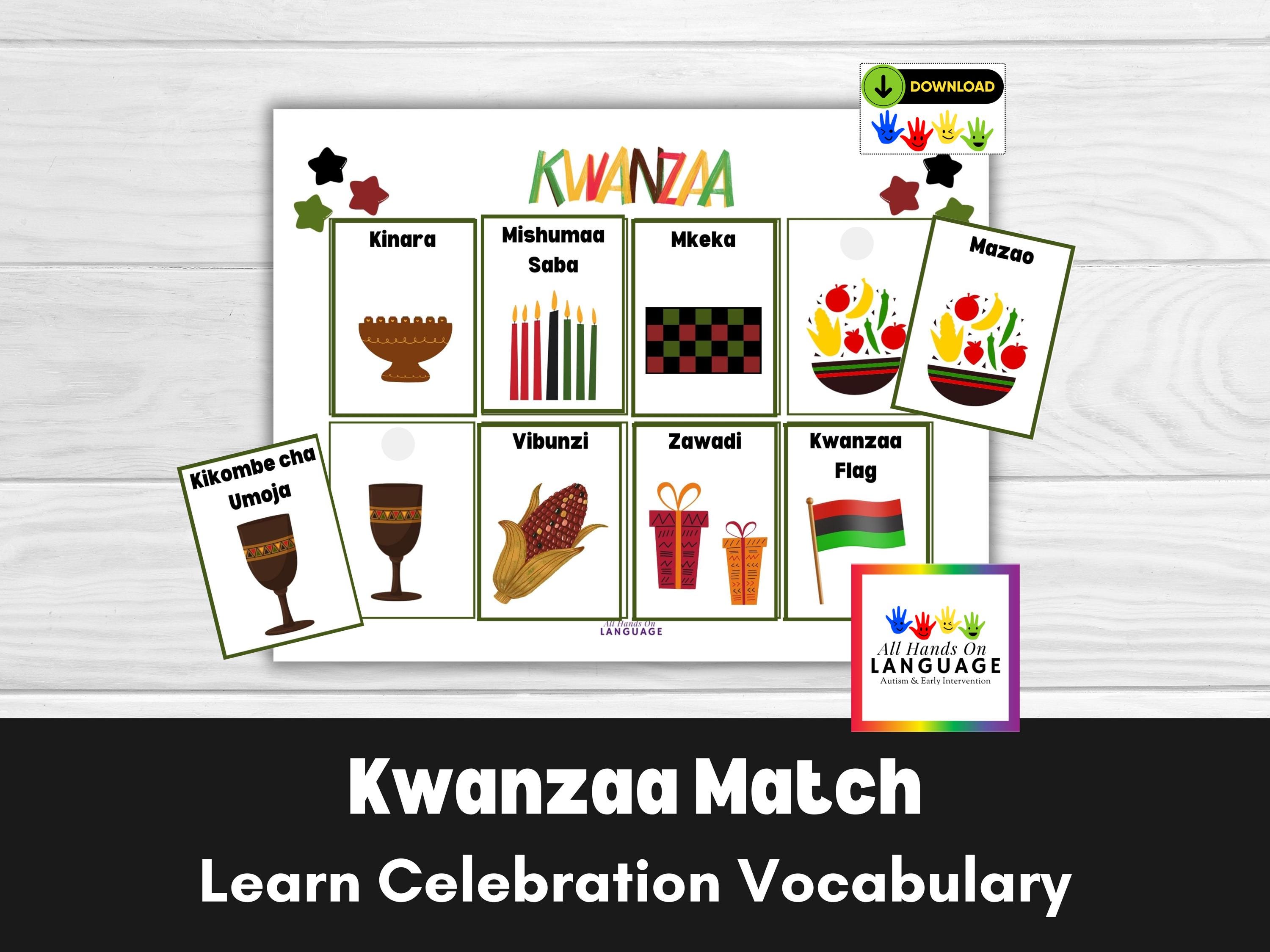 Kwanzaa Matching Game: Holiday Vocabulary Cards (printable PDF) - Etsy