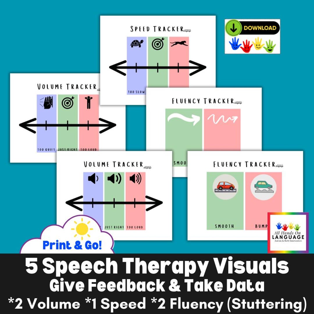 Speech Therapy Visuals: Volume, Speed & Fluency Trackers (printable PDF ...