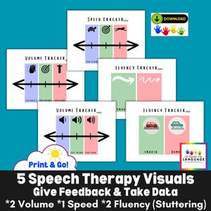 Speech Therapy Visuals: Volume, Speed & Fluency Trackers (printable PDF ...