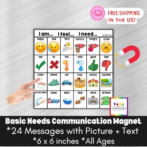 Magnetic Communication Board: 24 Picture Messages for Home & Classroom ...