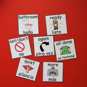 Bilingual Spanish English Vocabulary Cue Cards: AAC, ESOL (PDF ...