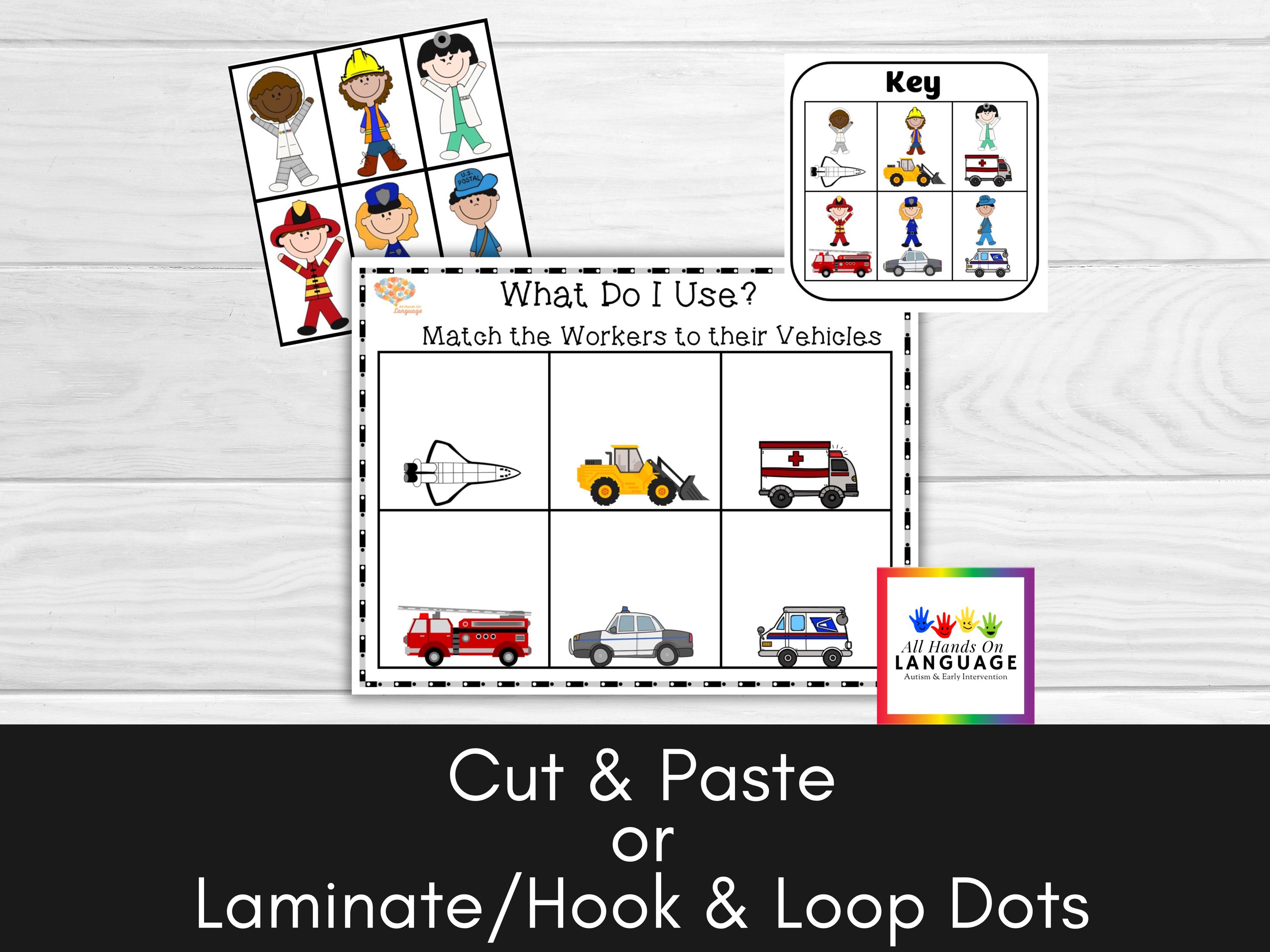 Community Helpers & Vehicles Matching Activity (printable PDF) - Etsy
