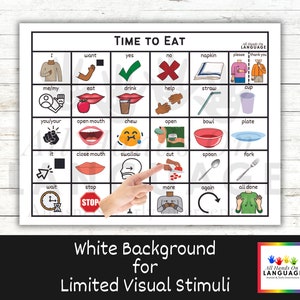 Time to Eat Communication Board 30, Color Coded Words, Aided-language ...