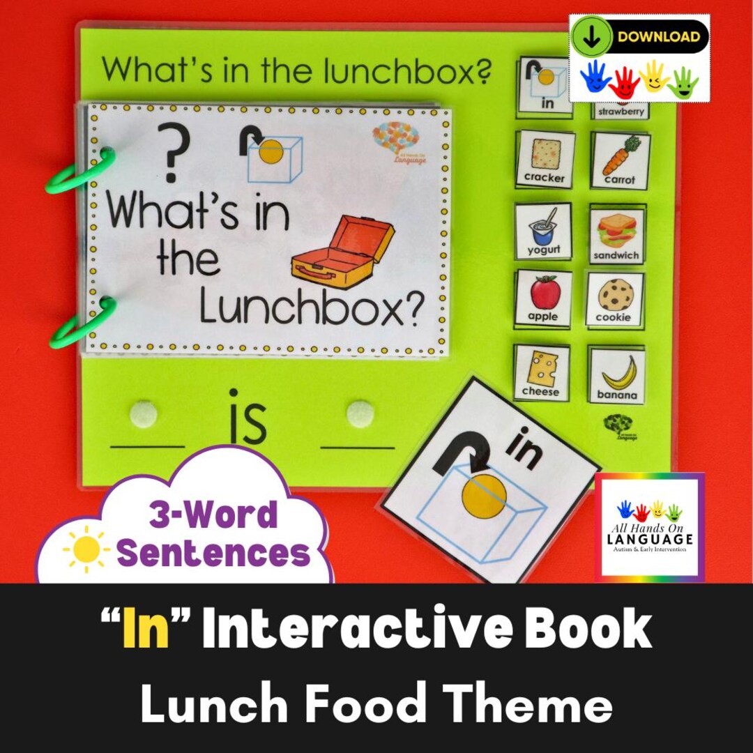 Lunch Interactive Book: Preposition 'IN' Sentence Building, Speech ...