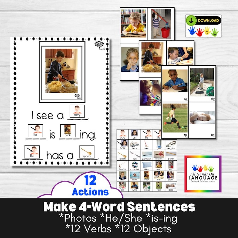 Autism Language Activities Bundle: Pronouns, Verbs, Prepositions & More ...