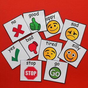 Core Vocabulary Cue Cards, 48 Words + Pictures on 3-inch Cards, Aided ...