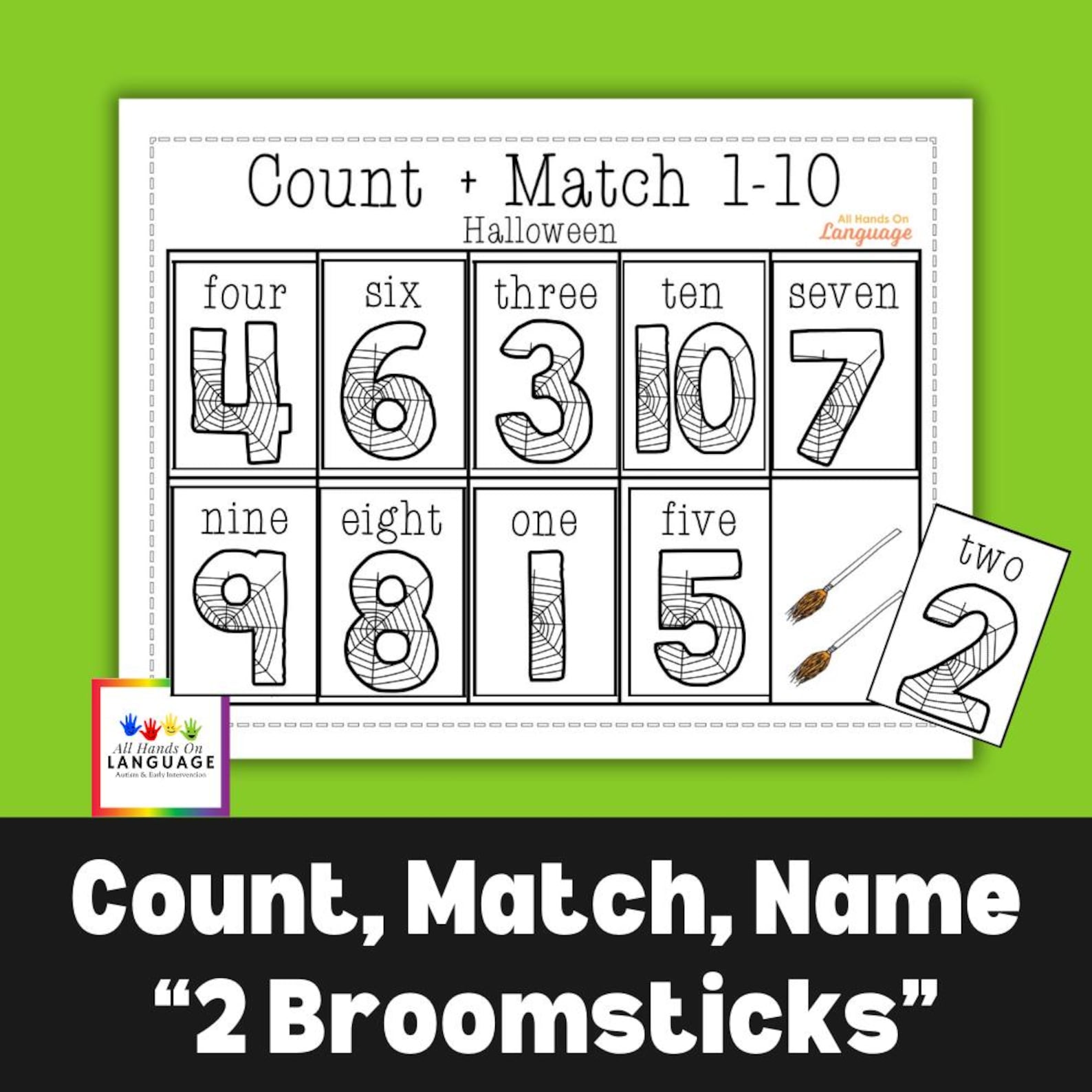 Halloween Numbers 1-10 Count and Match Interactive Activity, Autism and ...