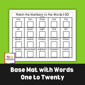 Numbers 1-20 Match the Number to the Word Activity, Numbers in Sequence ...
