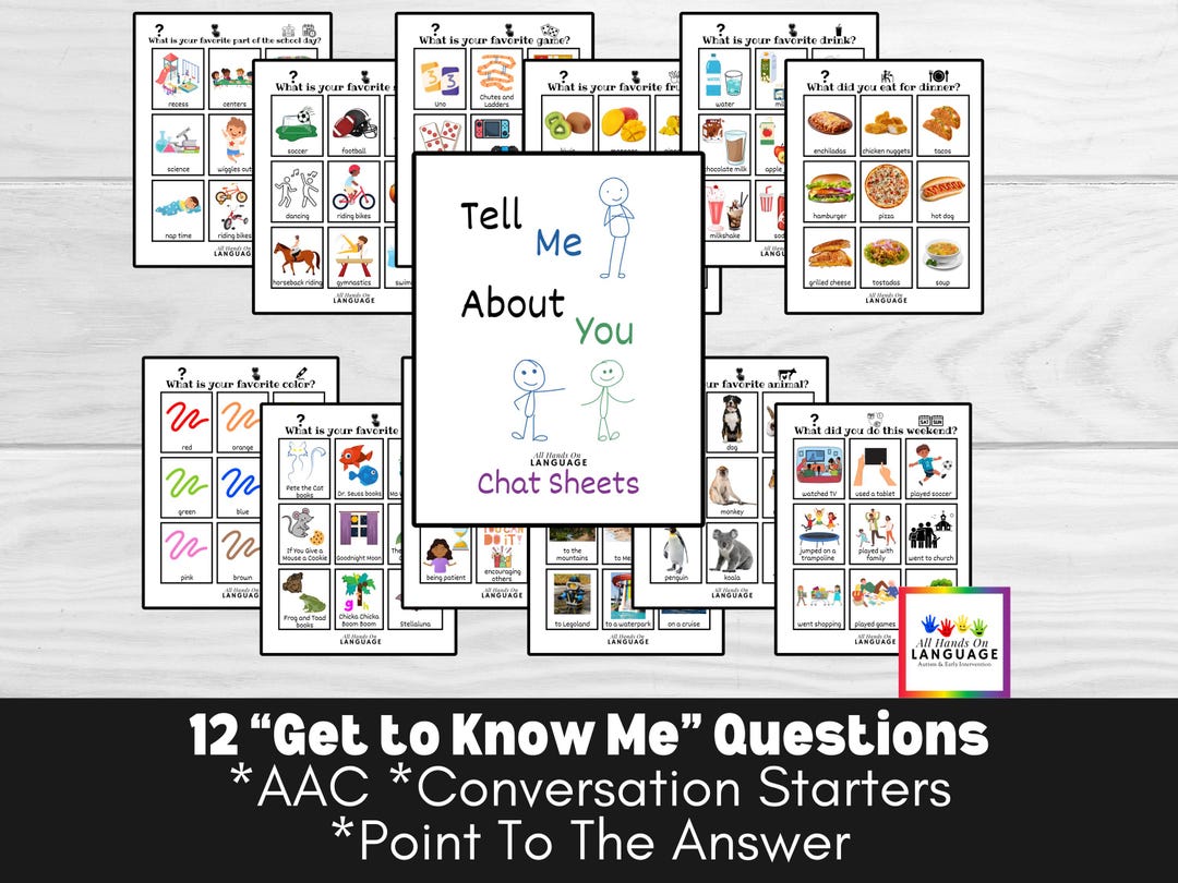 Tell Me About You Chat Sheets: Personal Questions & Answers, Non Verbal ...
