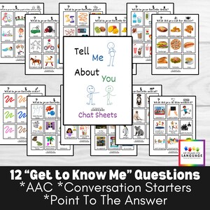 Tell Me About You Chat Sheets: Personal Questions & Answers, Non Verbal ...