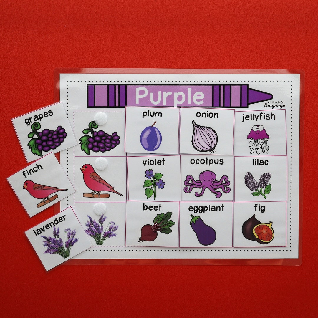 Purple Matching Activity for Kids, Match and Name the Purple Colored ...