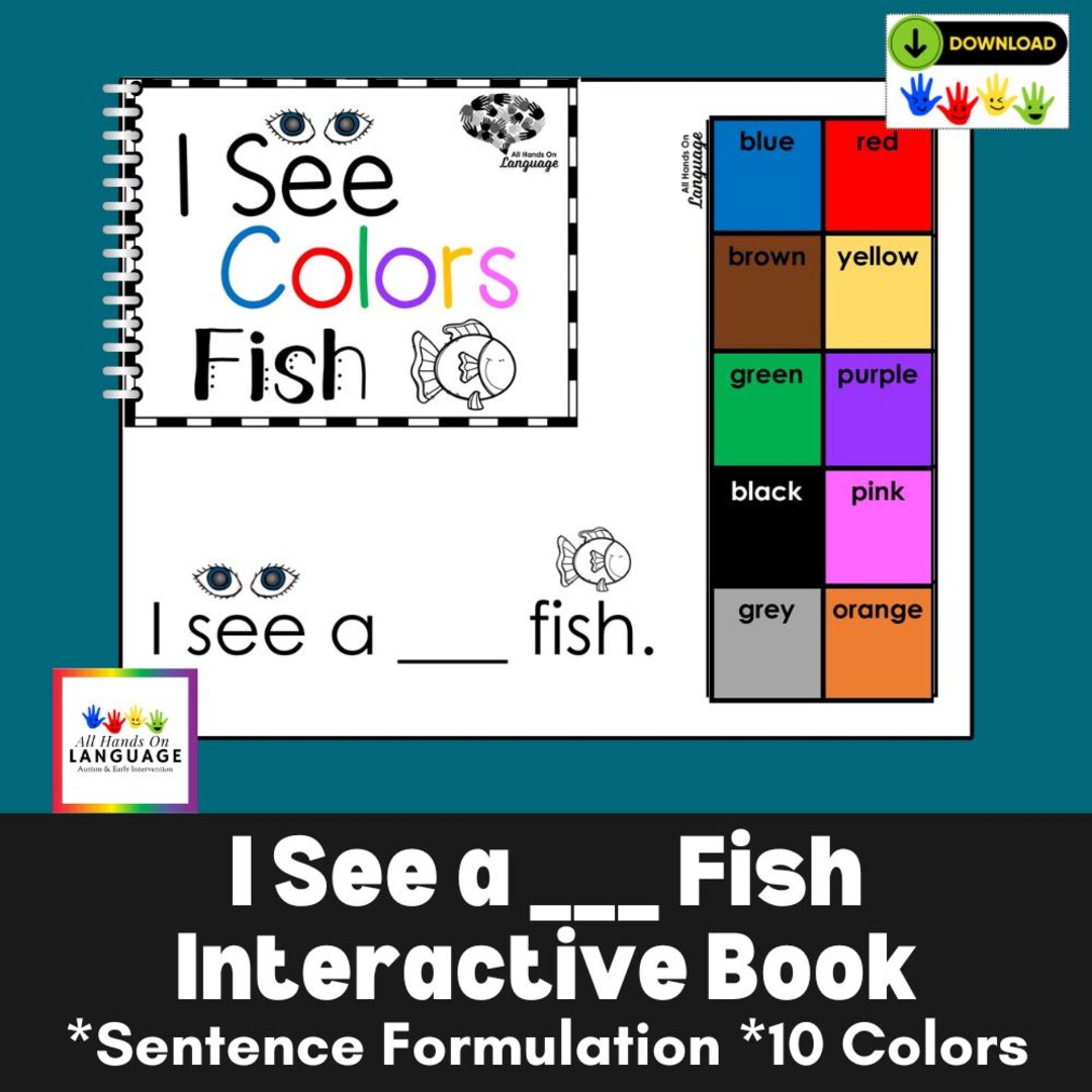 Colorful Fish Interactive Book: Sentence Building, Autism Speech ...