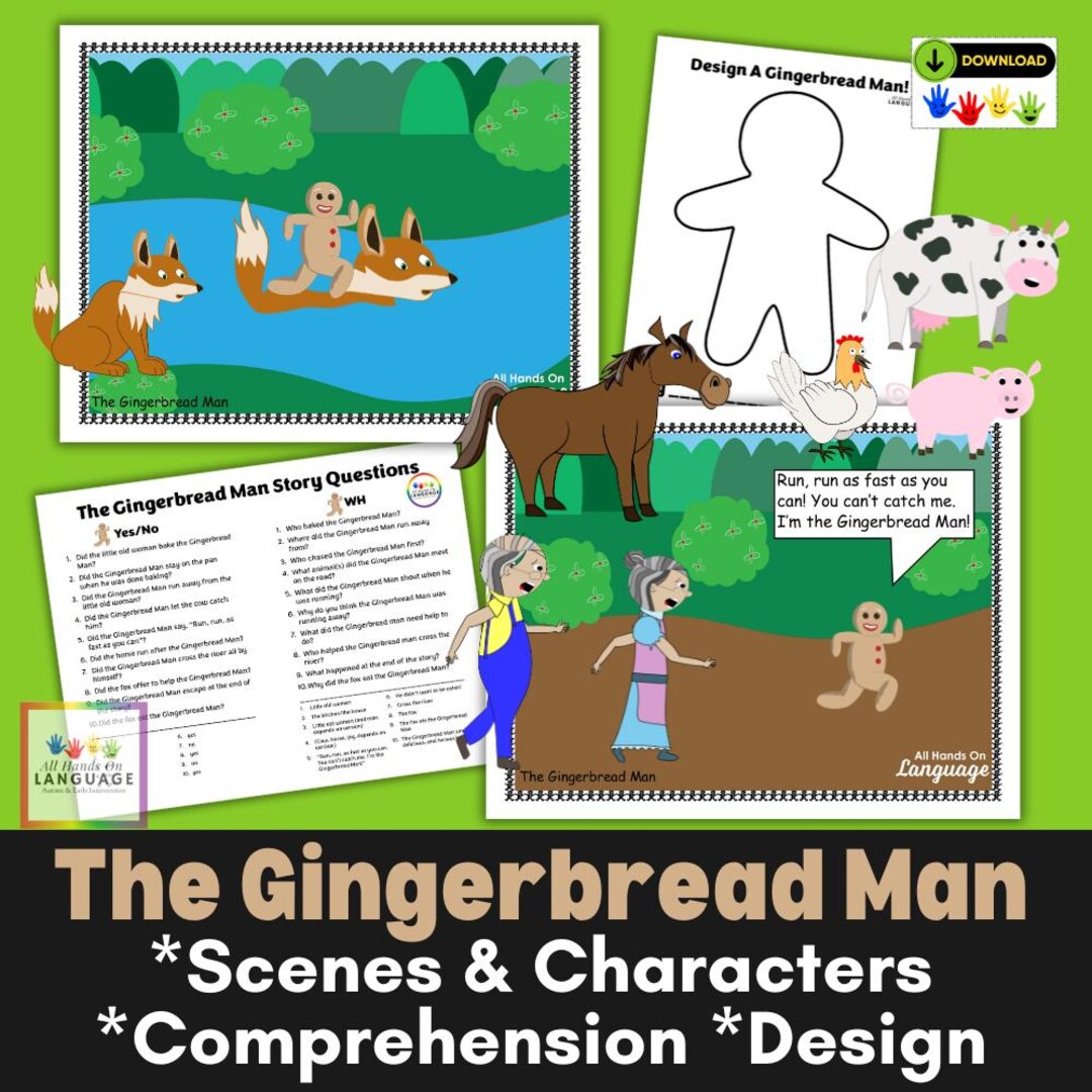 Gingerbread Man Story Companion: Character Cutouts & Backgrounds Plus ...
