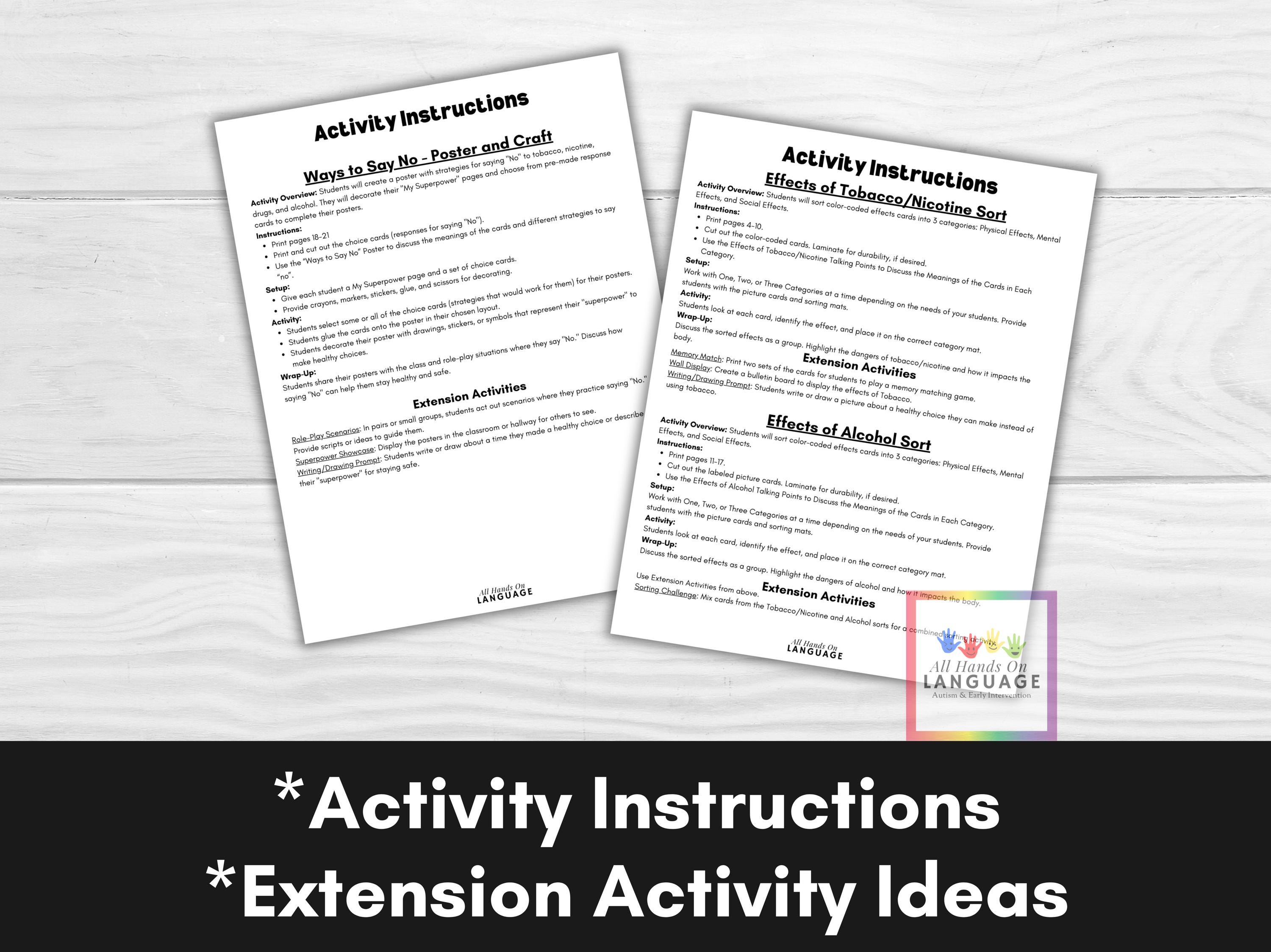 Special Education: Alcohol & Tobacco Health Unit - Support Activities ...