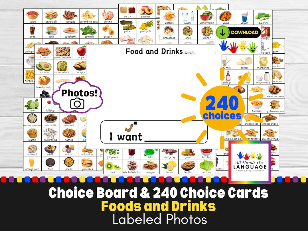 Choice Board With 240 Food and Drink Photograph Choice Cards, DIY ...