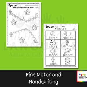 Space Themed Preschool Kindergarten Skills Worksheets With Letters ...
