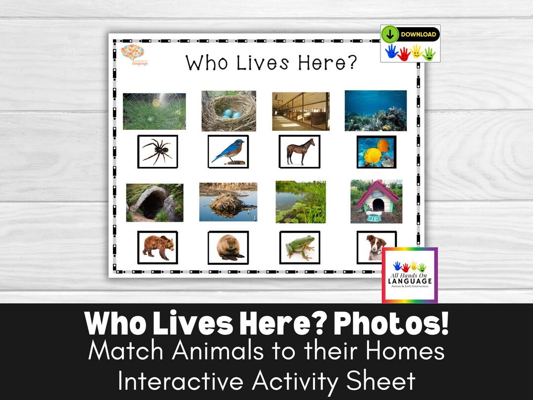 Animals & Homes Matching Activity: Association Game With Photos (PDF ...