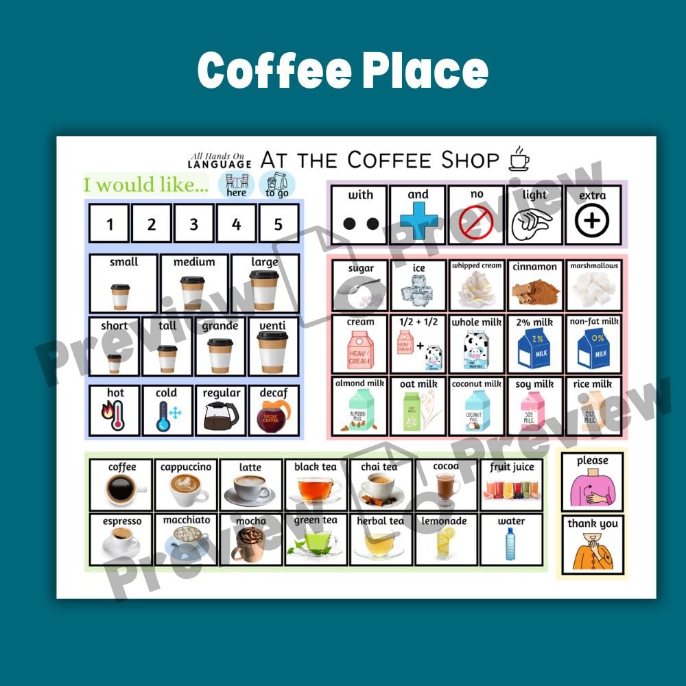 Restaurant Communication Board Set for Food Ordering: Autism, Apraxia ...