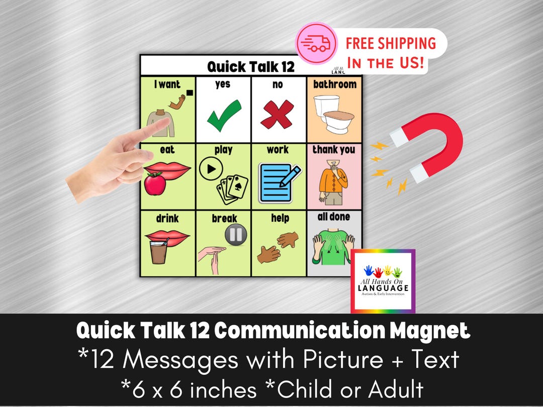 Quick Talk 12 Magnet Communication Board, 6 X 6 Inches, 12 Messages ...
